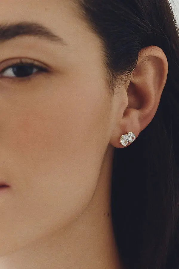 Shashi Toi Et Moi Crystal Stud Earrings - Silver
