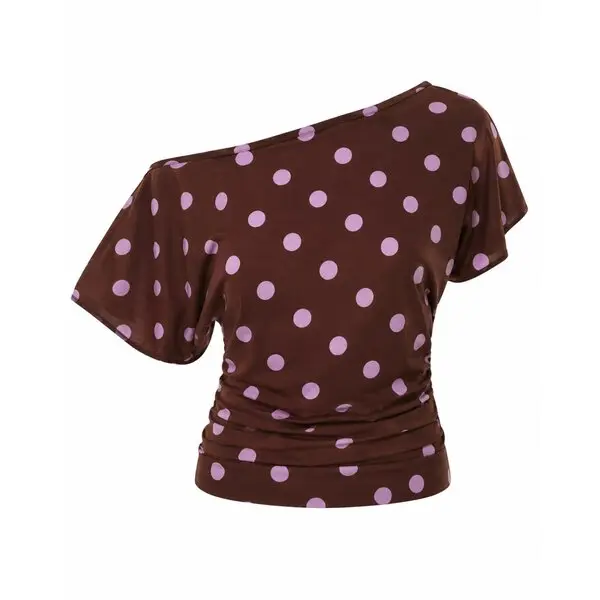 MIND TRAVELER Jimena And Pink Polka Dot Top - Brown