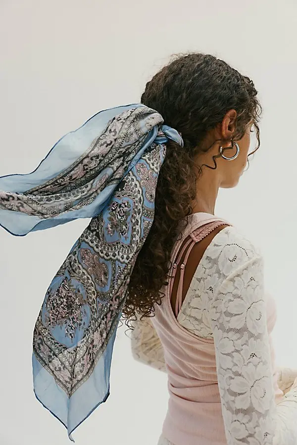 Free People So Silk Printed Bandana - Blue