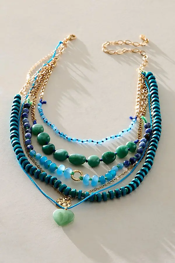 Free People Hailee Semiprecious Layered Beaded Necklace - Dusk