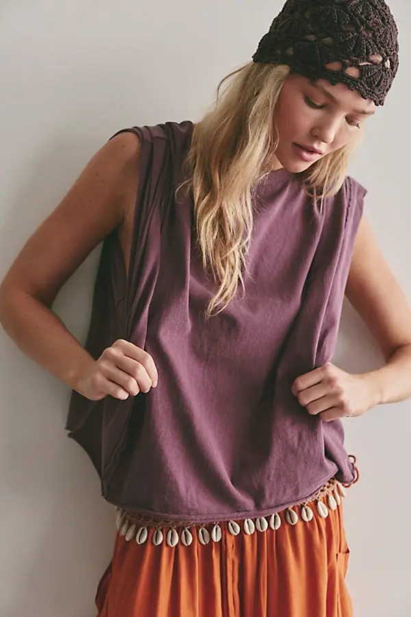 Free People Cora Crochet Knit Skull Cap - Chocolate