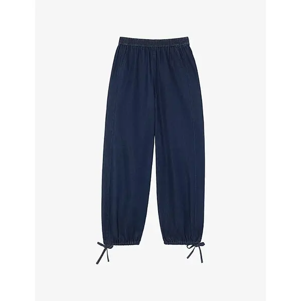 Whistles Tie-hem Balloon-leg Cotton-blend Trousers