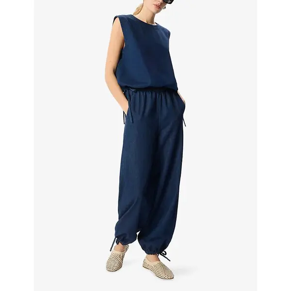 Whistles Tie-hem Balloon-leg Cotton-blend Trousers