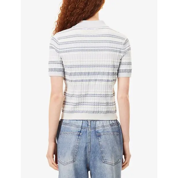 Rag & Bone Karina Striped Short Sleeve Cardigan - Ltblue