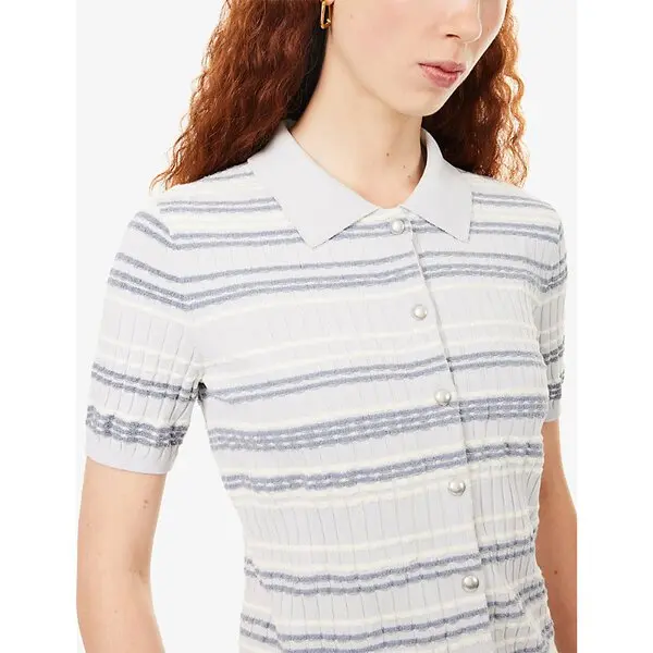Rag & Bone Karina Striped Short Sleeve Cardigan - Ltblue