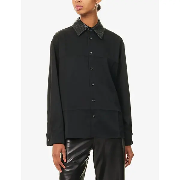 Bottega Veneta Intrecciato Collared Wool Shirt