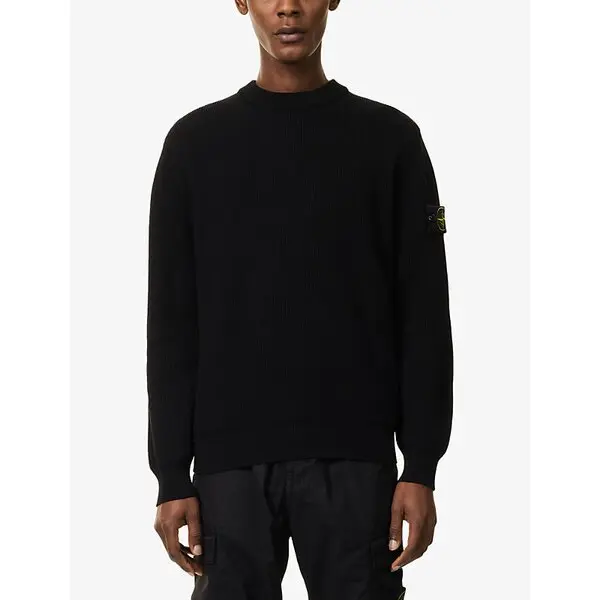 Stone Island Ribbed Compass-badge Cotton Jumper