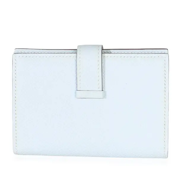 Hermès Bleu Brume Epsom Bearn Card Holder Wallet Ghw - Blue