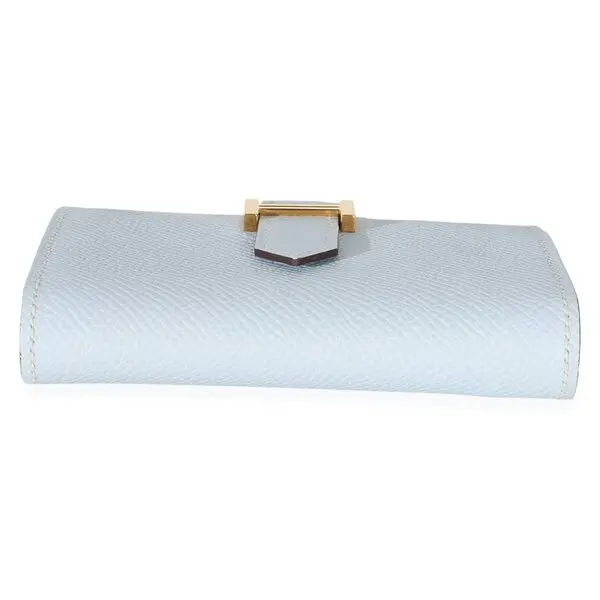 Hermès Bleu Brume Epsom Bearn Card Holder Wallet Ghw - Blue