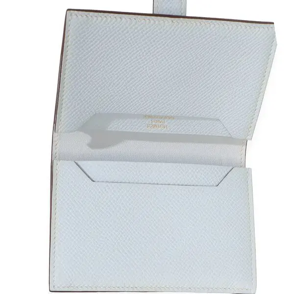 Hermès Bleu Brume Epsom Bearn Card Holder Wallet Ghw - Blue