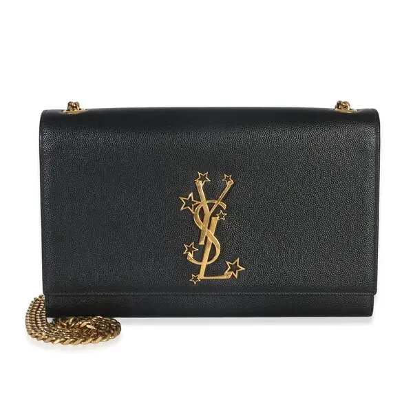 Saint Laurent Grain De Poudre Star Studded Monogram Kate Chain Bag - Black