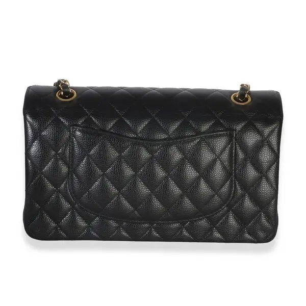 Chanel Quilted Caviar Classic Double Flap Shoulder Bag - Black