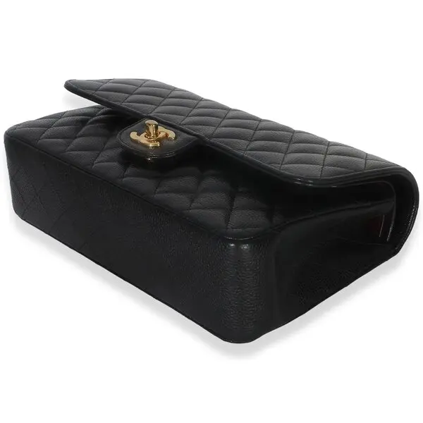 Chanel Quilted Caviar Classic Double Flap Shoulder Bag - Black