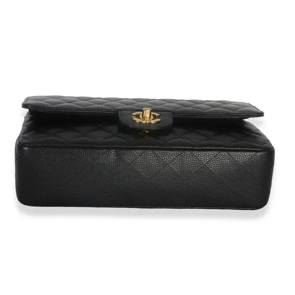 Chanel Quilted Caviar Classic Double Flap Shoulder Bag - Black