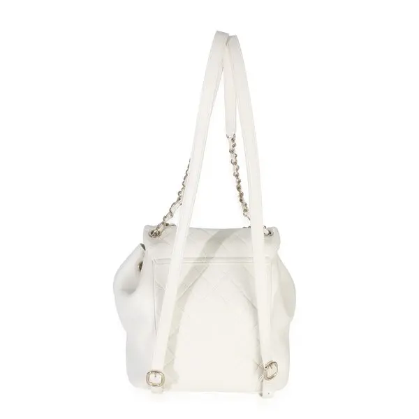 Chanel Quilted Lambskin Duma Drawstring Backpack - White