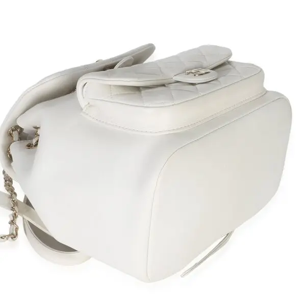 Chanel Quilted Lambskin Duma Drawstring Backpack - White