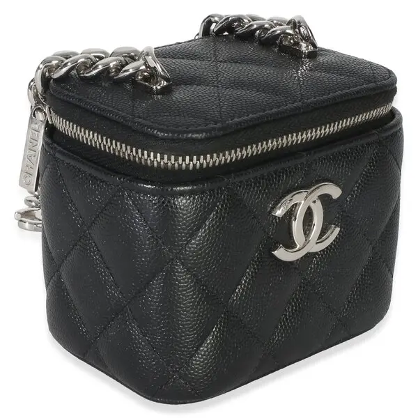 Chanel Quilted Caviar Coco Chain Vanity Case