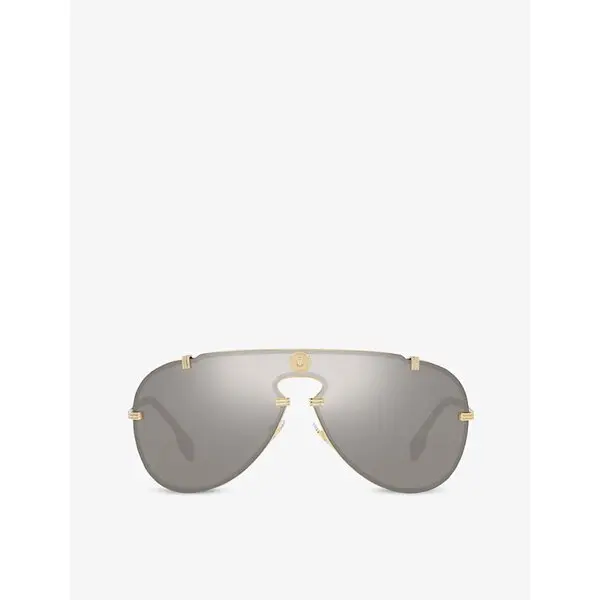 Versace Ve2243 Mirrored Aviator Sunglasses - Gold