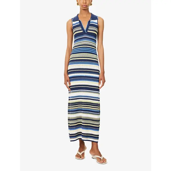 Simkhai Kerrin Collared Cotton-knit Midi Dress