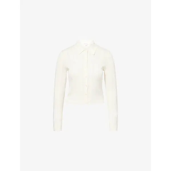 Good American The Ladder Ribbed Woven Cardigan - Chalk
