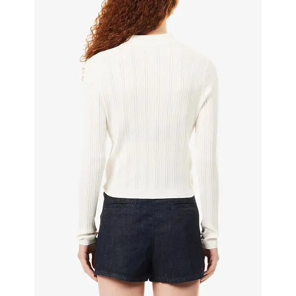 Good American The Ladder Ribbed Woven Cardigan - Chalk