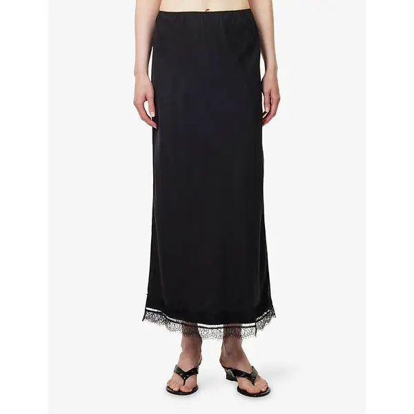Dissh Lace-trim Midi Skirt - Black
