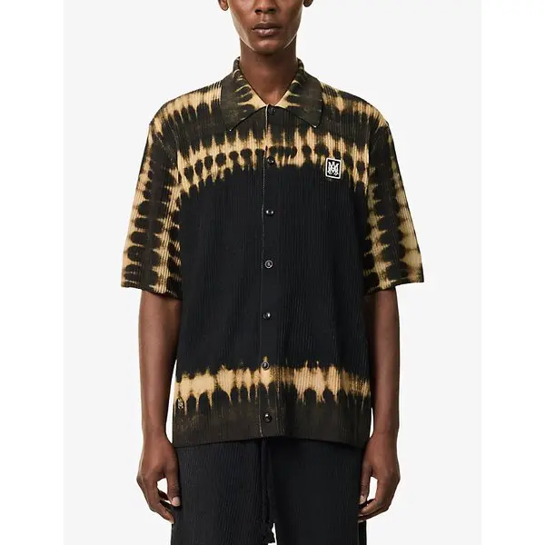 Amiri Ma Patch Tie-dye Wool Knit Shirt