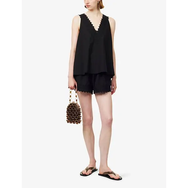 Dissh Annabel V-neck Sleeveless Embroidered Top