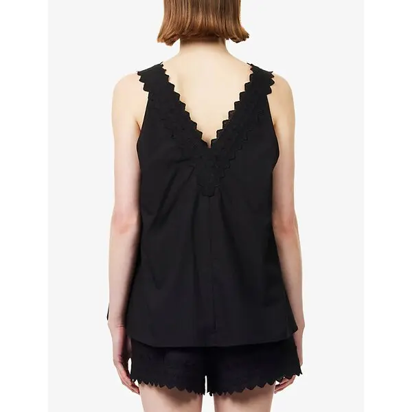 Dissh Annabel V-neck Sleeveless Embroidered Top