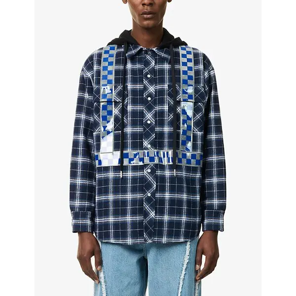 AWGE Checked Cotton-blend Jacket With Drawstring Hood