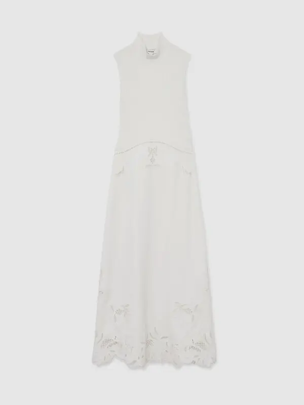 REISS Misha Pleated Halter Midi Dress - Lime