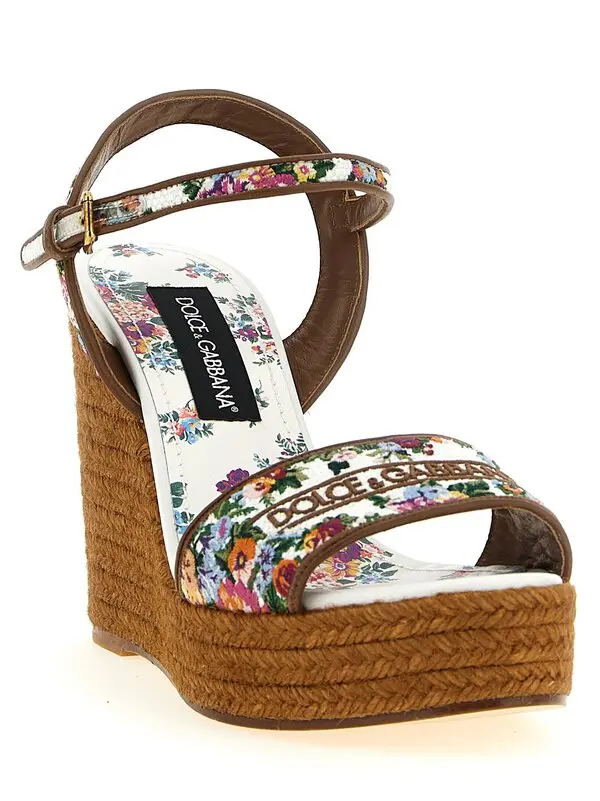 Dolce & Gabbana Lolita' Floral Embroidered Wedge Sandals