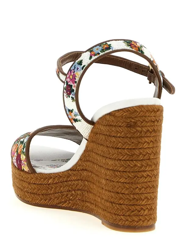 Dolce & Gabbana Lolita' Floral Embroidered Wedge Sandals