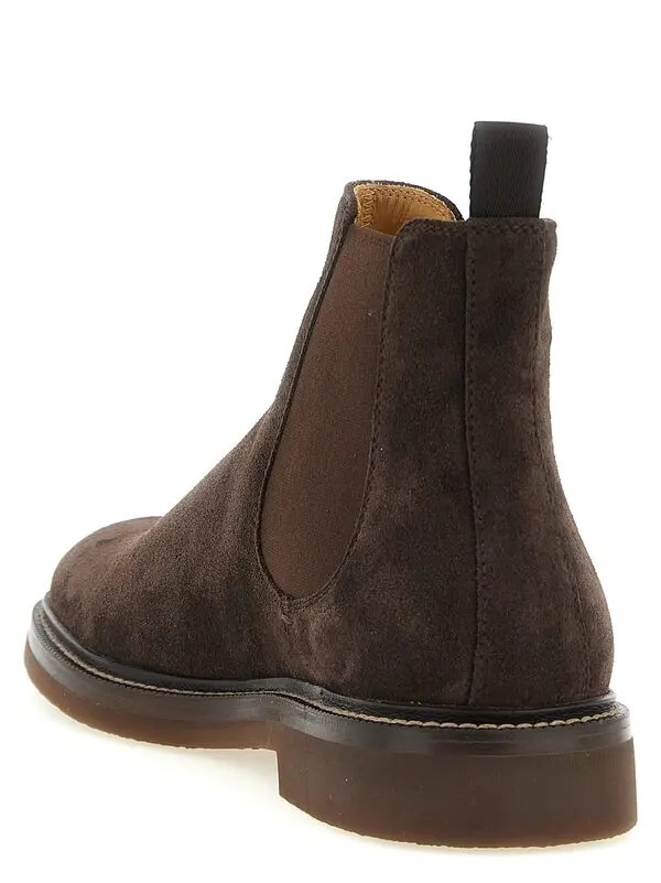 Brunello Cucinelli Calfskin Leather Chelsea Ankle Boots - Brown