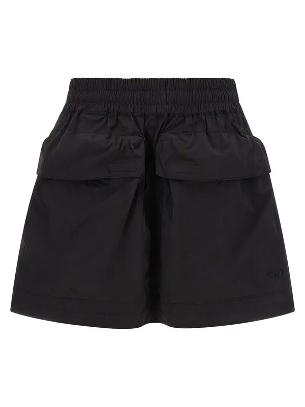 DIESEL® O-cean" Technical Nylon Mini Skirt With Utility Pockets - Black