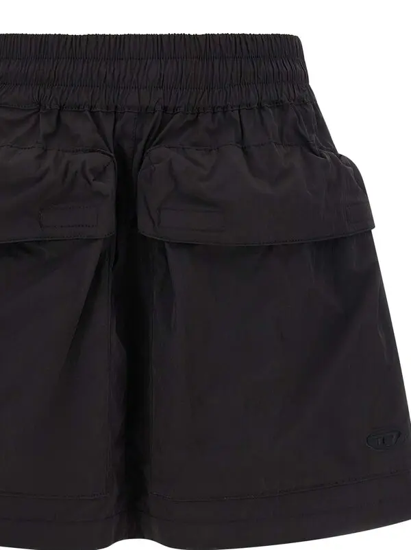 DIESEL® O-cean" Technical Nylon Mini Skirt With Utility Pockets - Black