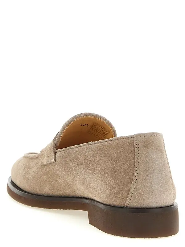 Brunello Cucinelli Penny Loafers In Calf Suede - Gray