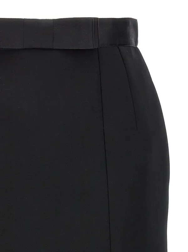 Dolce & Gabbana Wool Pencil Skirt With Satin Detail