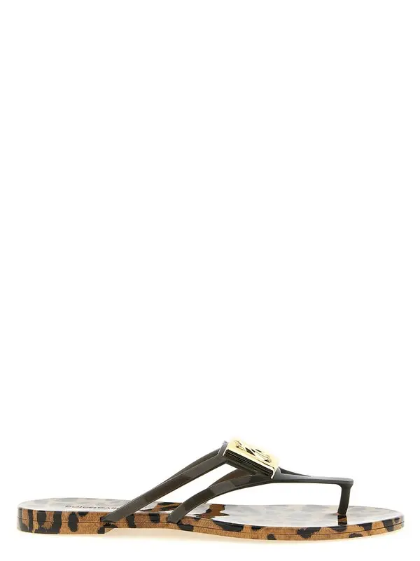 Dolce & Gabbana Rubber Flip-flop Slides With Dg Logo - Multicolor