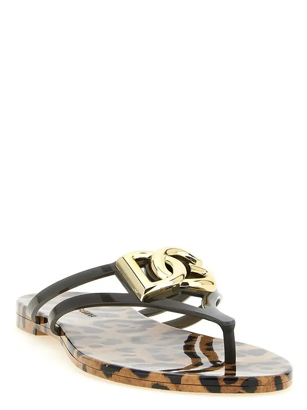 Dolce & Gabbana Rubber Flip-flop Slides With Dg Logo - Multicolor