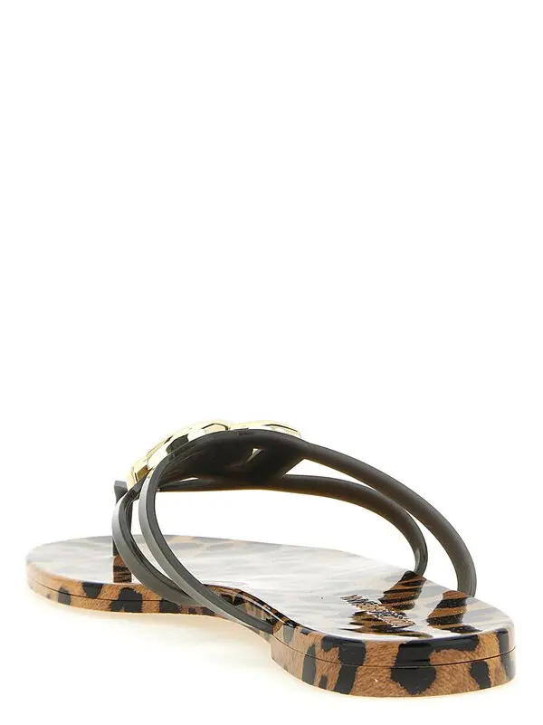 Dolce & Gabbana Rubber Flip-flop Slides With Dg Logo - Multicolor