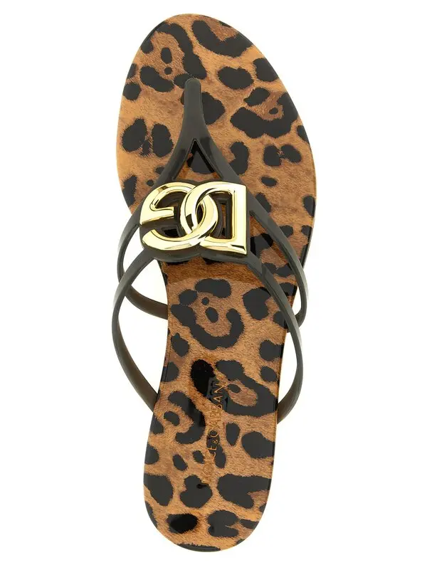 Dolce & Gabbana Rubber Flip-flop Slides With Dg Logo - Multicolor