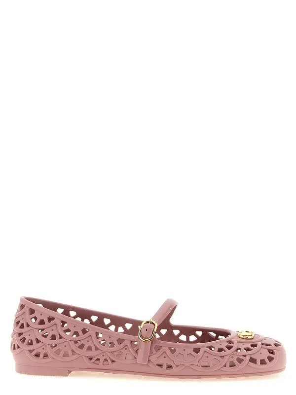 Valentino Garavani Ondette Scallop Perforated Mary Jane Flats - Pink
