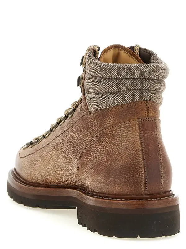 Brunello Cucinelli Lace-up Leather Ankle Boots