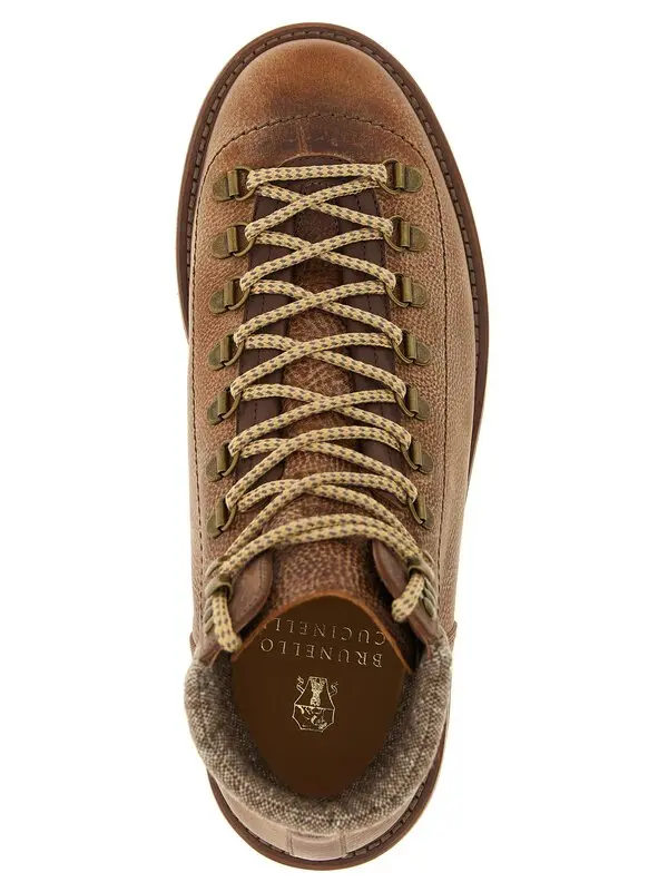 Brunello Cucinelli Lace-up Leather Ankle Boots