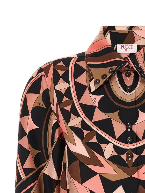 Emilio Pucci Manuba' Print Silk Twill Cropped Shirt
