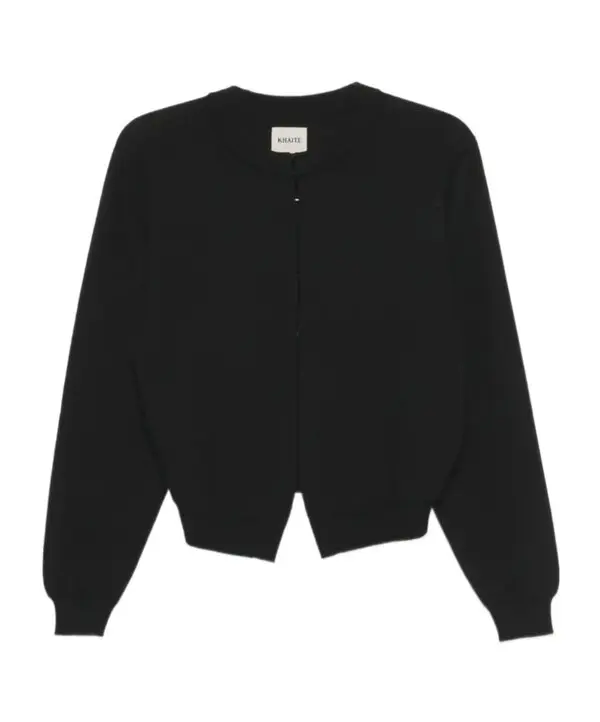 Khaite Crew Neck Sweater With Milanese Placket - Black