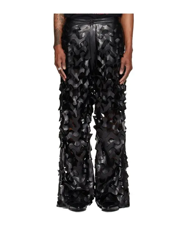 LU'U DAN Laser Cut Faux Leather Pants - Black