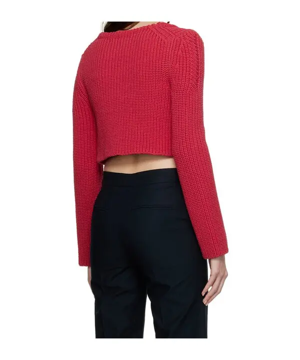 RECTO Chunky Crew Neck Cardigan Sweater