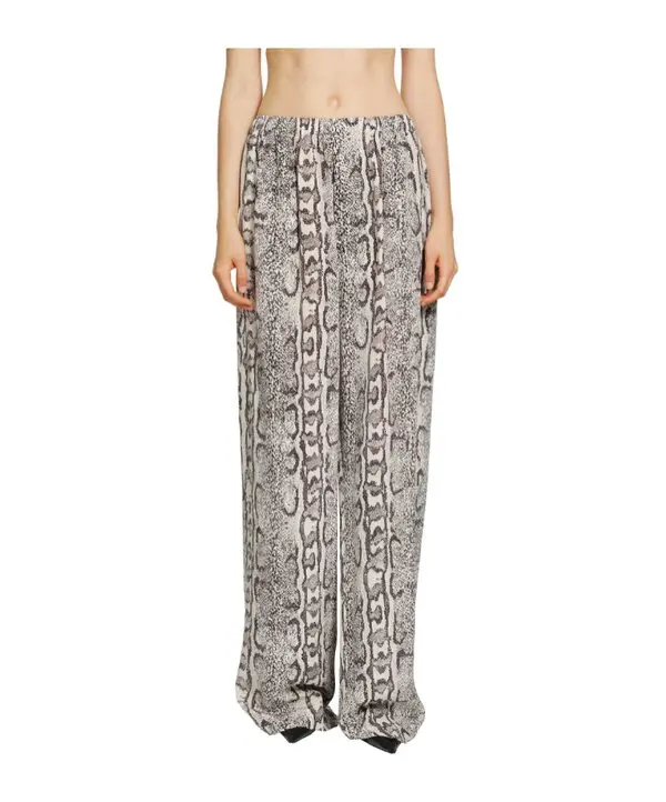 Balenciaga Python Print Silk Pyjama Pants - Gray
